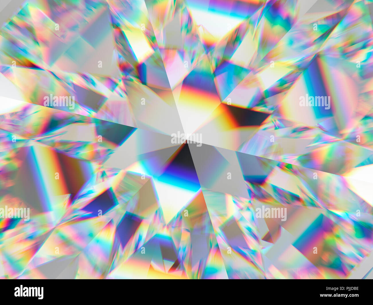 diamond structure extreme closeup and kaleidoscope. top view of round ...
