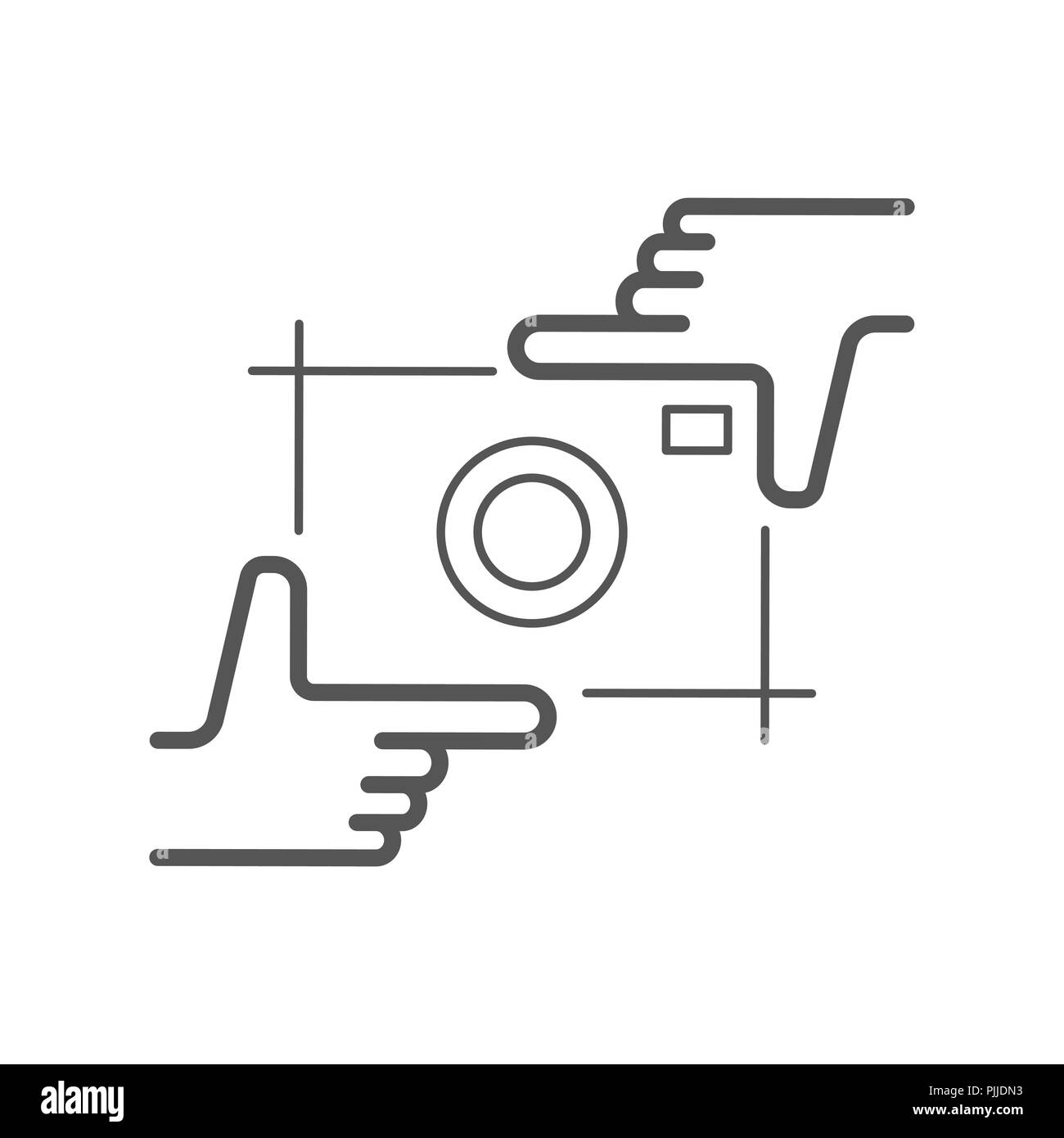 Human hands doing cropping symbol on white background. Vector design ...