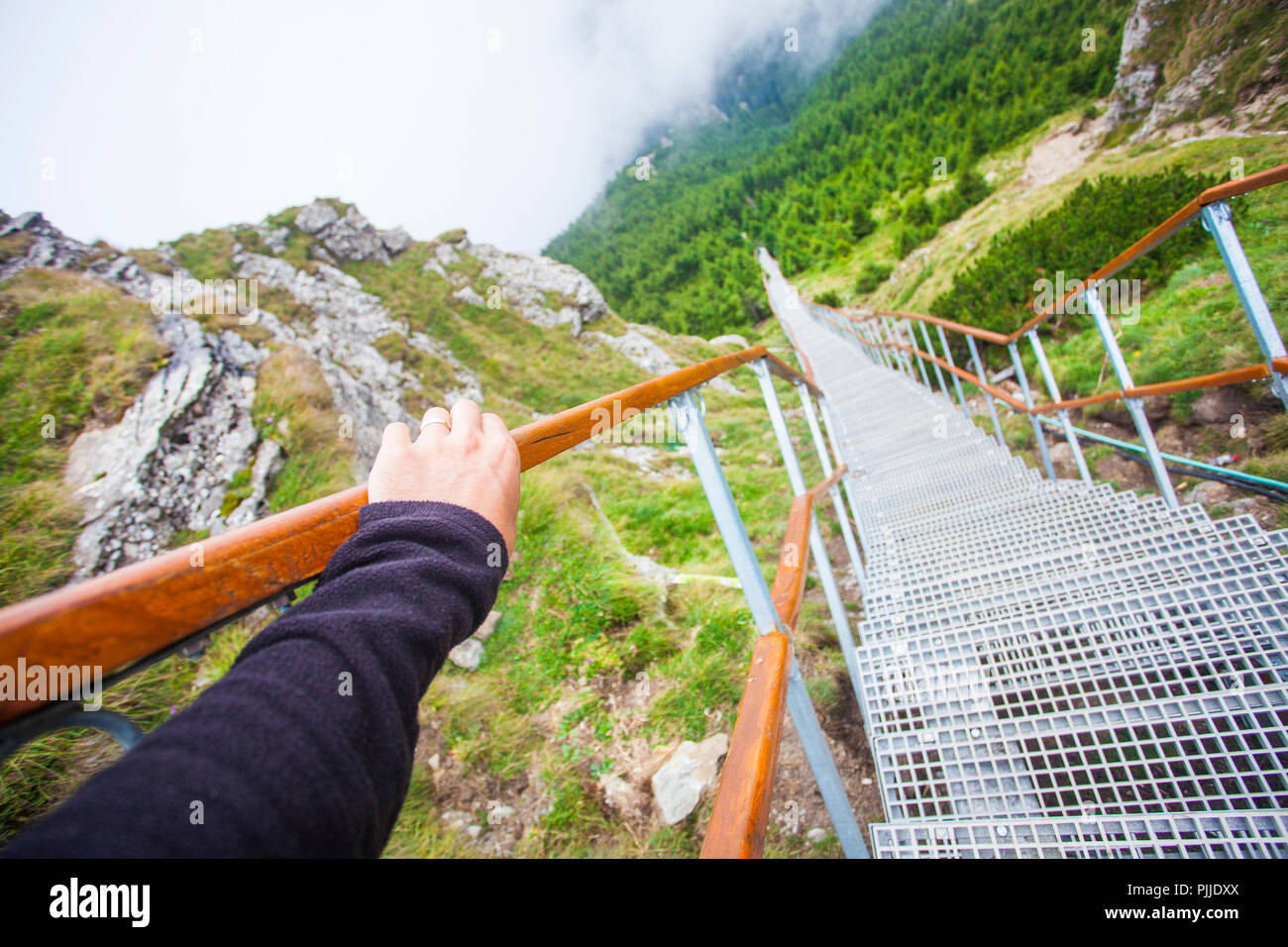hand holding stairchase, nature landscape in the mountains Stock Photo ...
