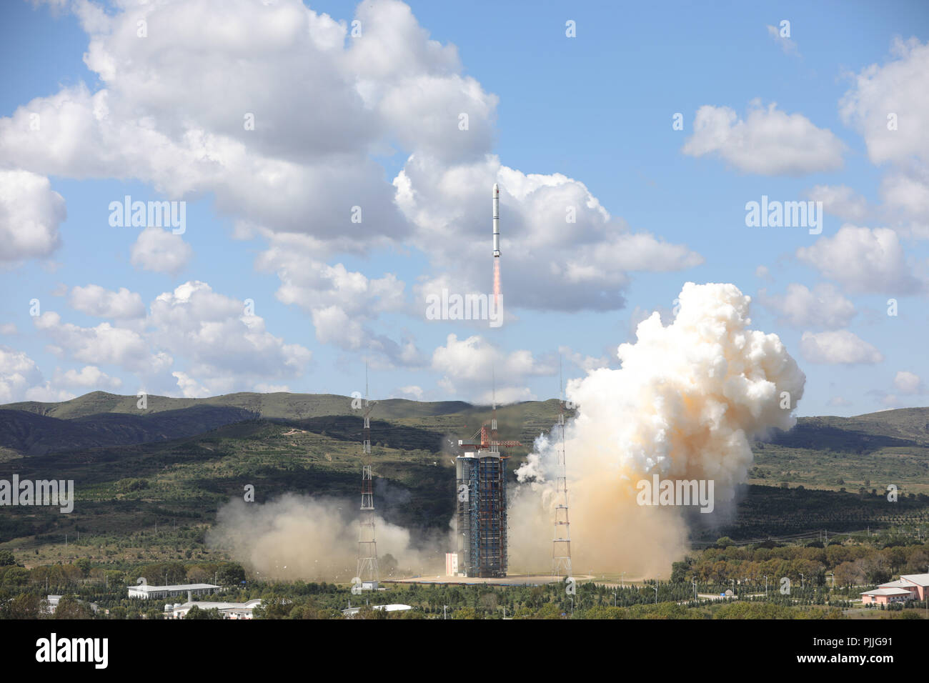 Beijing, China. 7th Sep, 2018. A Long March-2C rocket carrying the HY ...