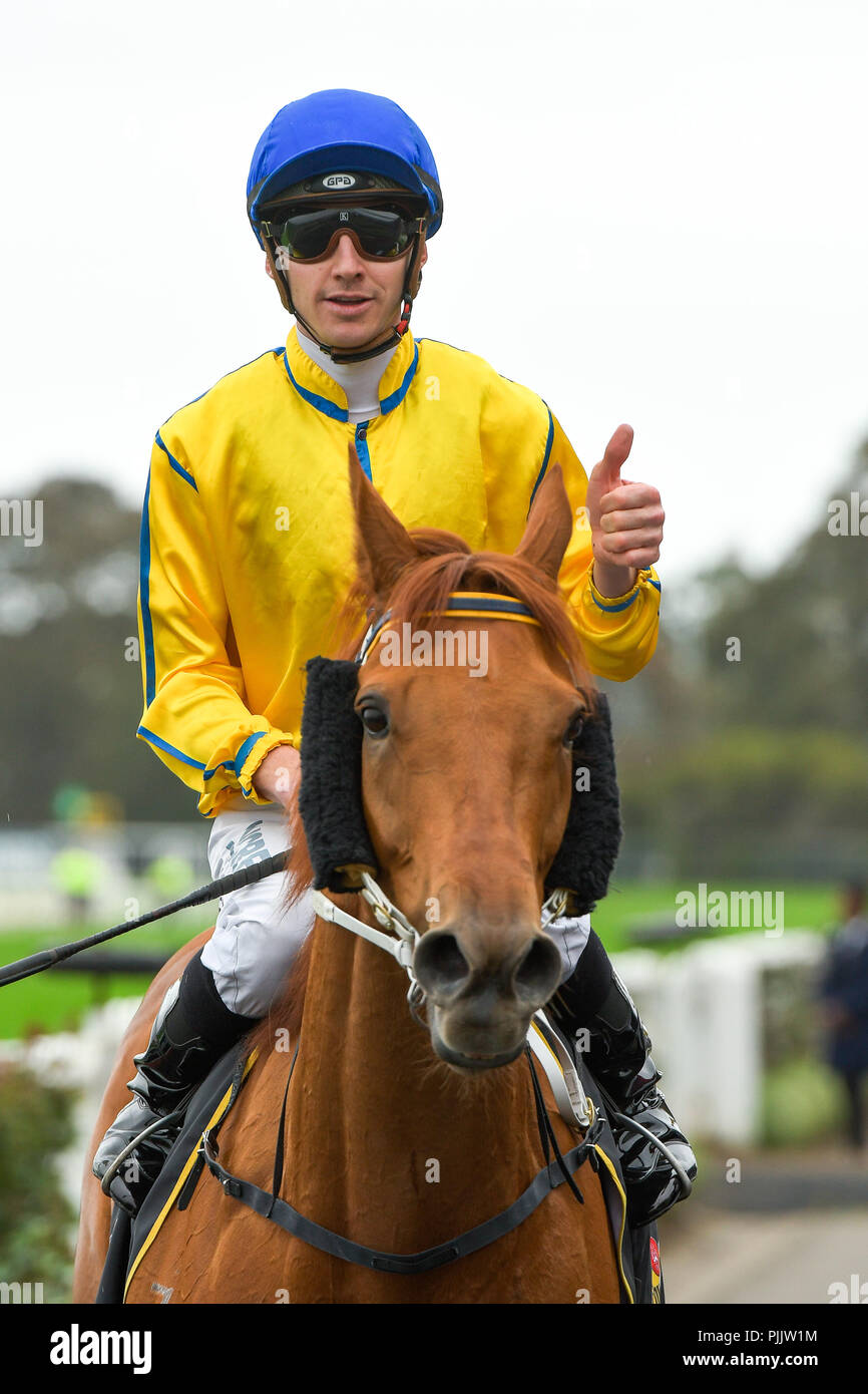 Sydney, Australia. 08 Sep 2018. Jockey Jason Collett rides Conarchie to ...