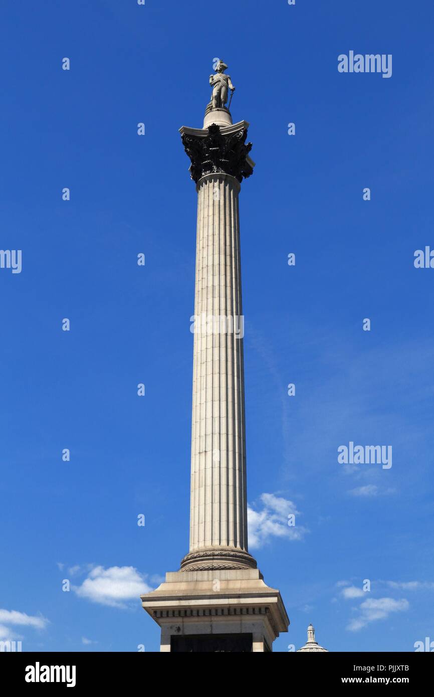 Nelson's Column at Trafalgar Square, London, UK Stock Photo - Alamy