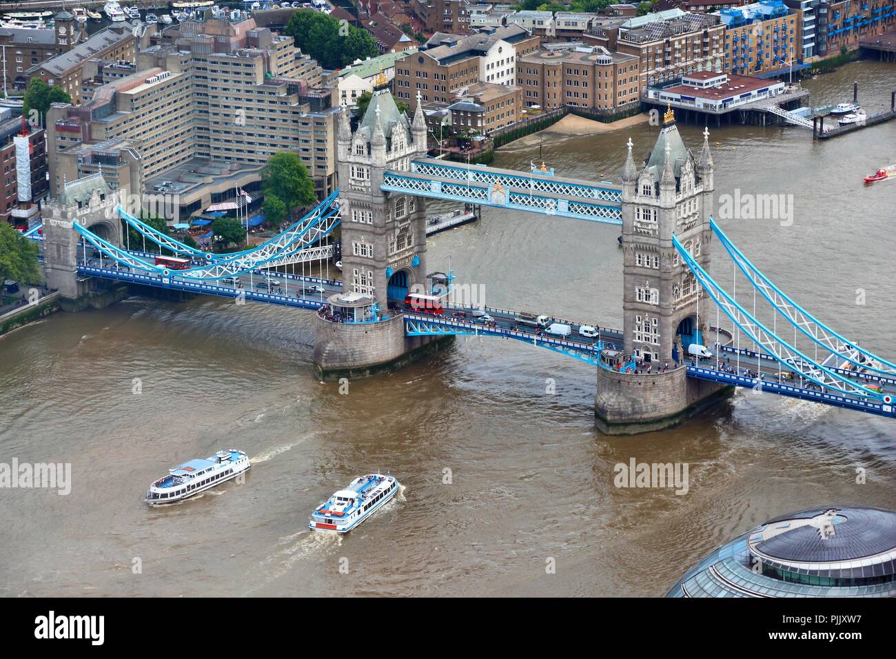 London aerial view with Tower Bridge and River Thames Stock Photo - Alamy