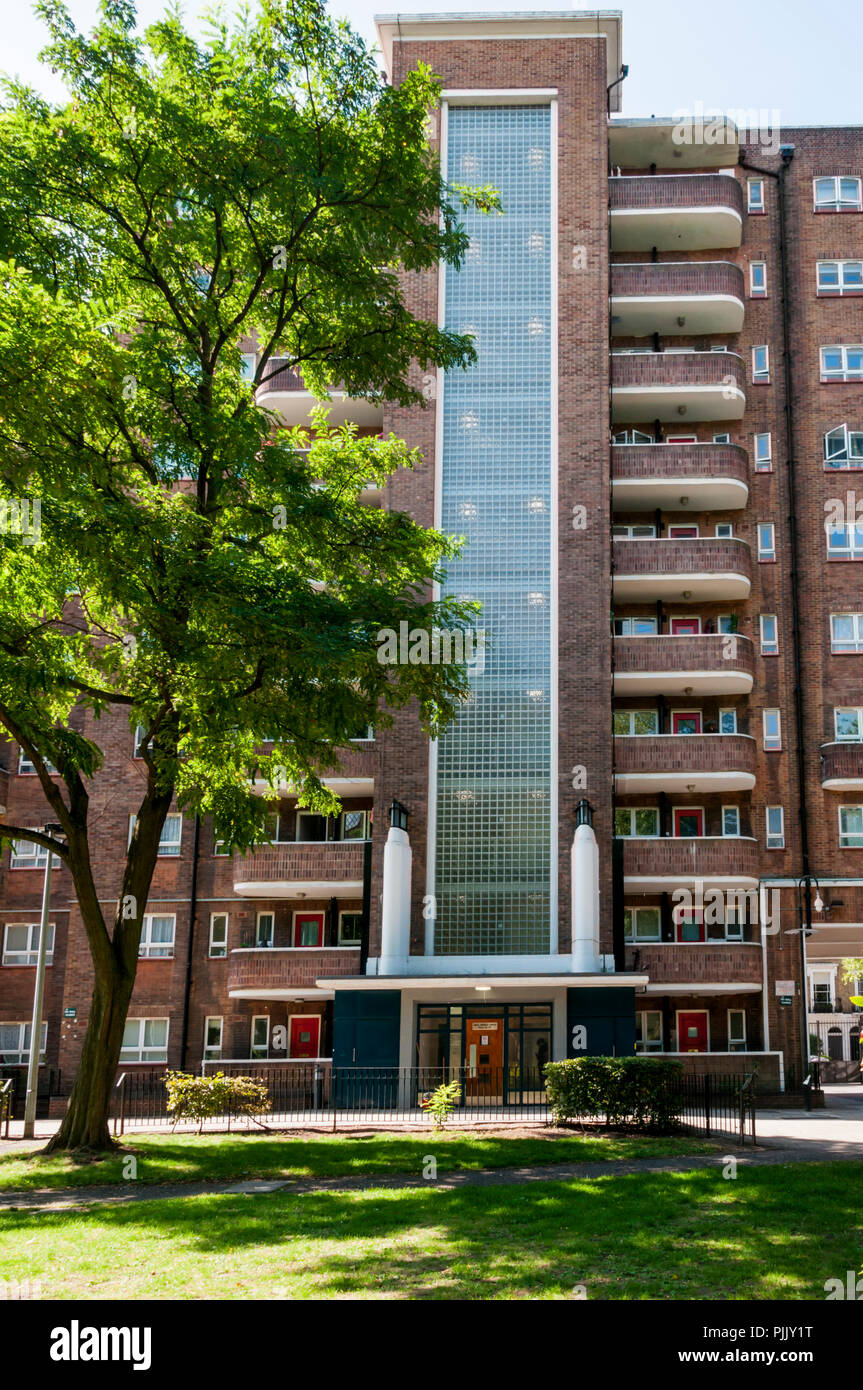 Art deco frontage to Cecil Rhodes House in Camden, London. Built in the ...