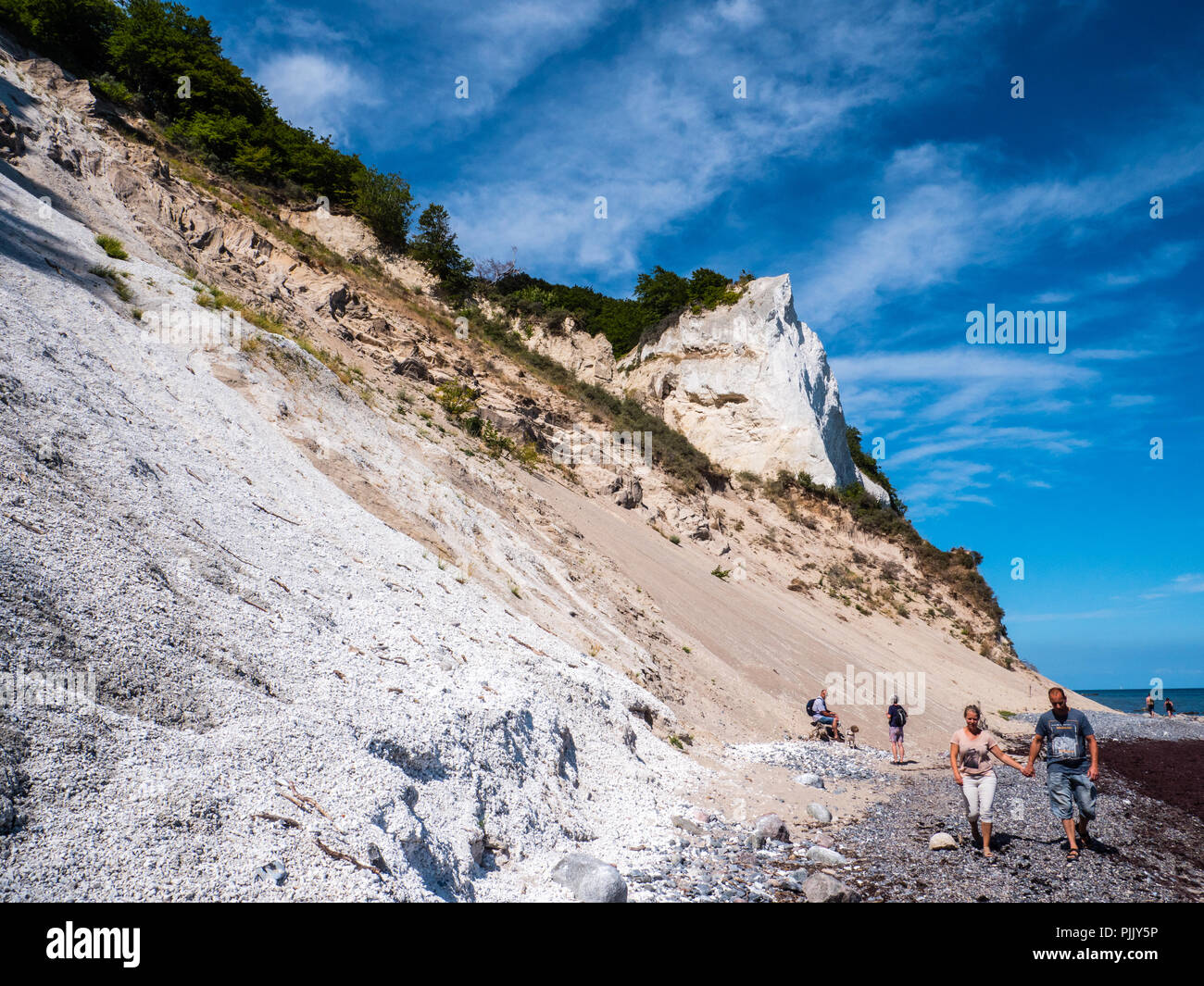 Tourists Walking, Møns Klint, Famous Chalk Cliffs, Island of Mons ...
