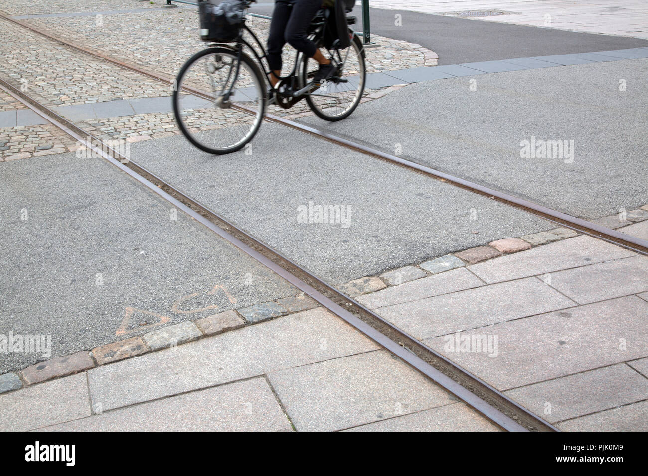 Tram track bike hi-res stock photography and images - Alamy