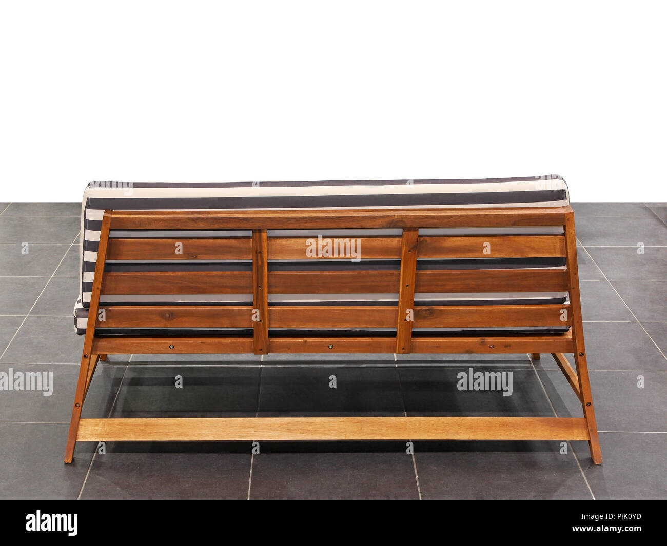 Back view of outdoor wooden bench Stock Photo - Alamy