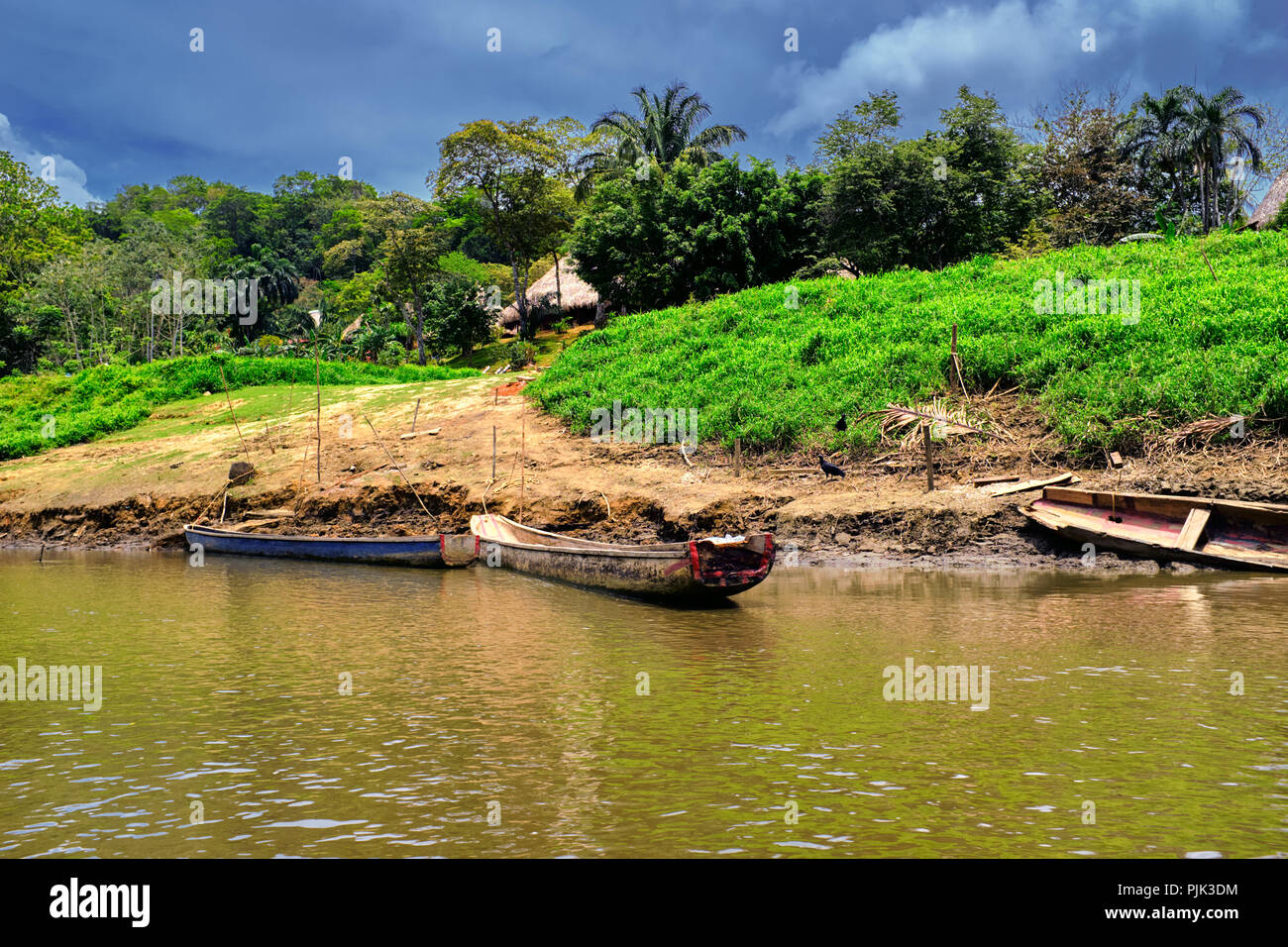 Embera Village, Chagres, Panama - dugout canoes in the Rio Chagres ...