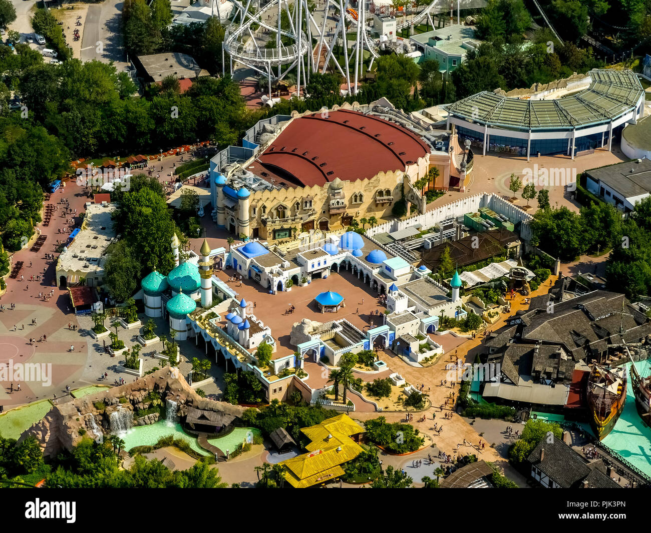 Aerial view, amusement park Gardaland, Lago di Garda, Lake Garda ...