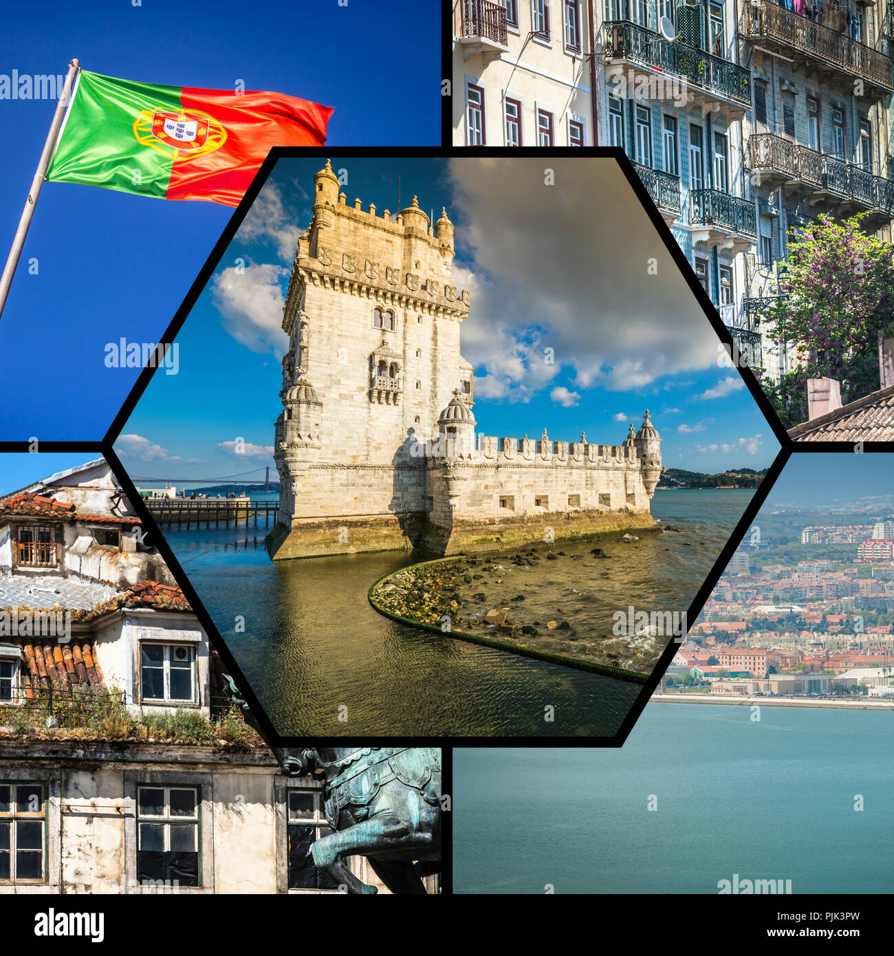 Collage of tourist photos of the Lisbon Portugal Stock Photo - Alamy