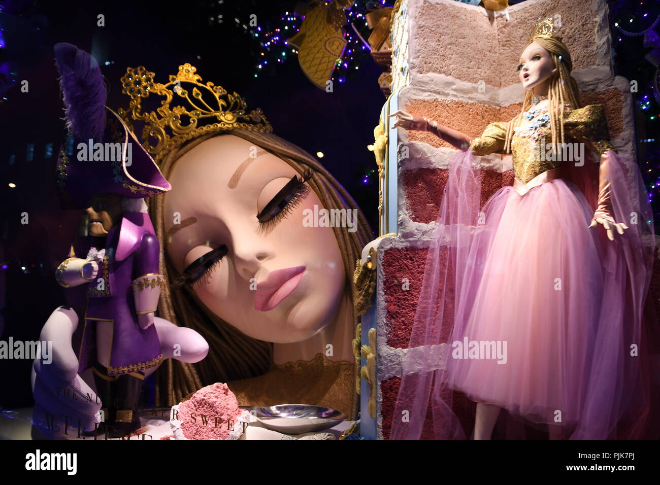 Holiday window display at Saks Fifth Avenue in NYC on December 21, 2016 ...