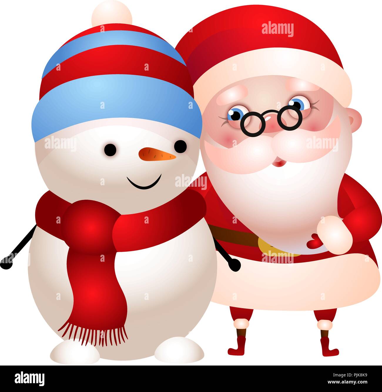 Illustration. Old Santa Claus hugging a snowman Stock Vector Image ...