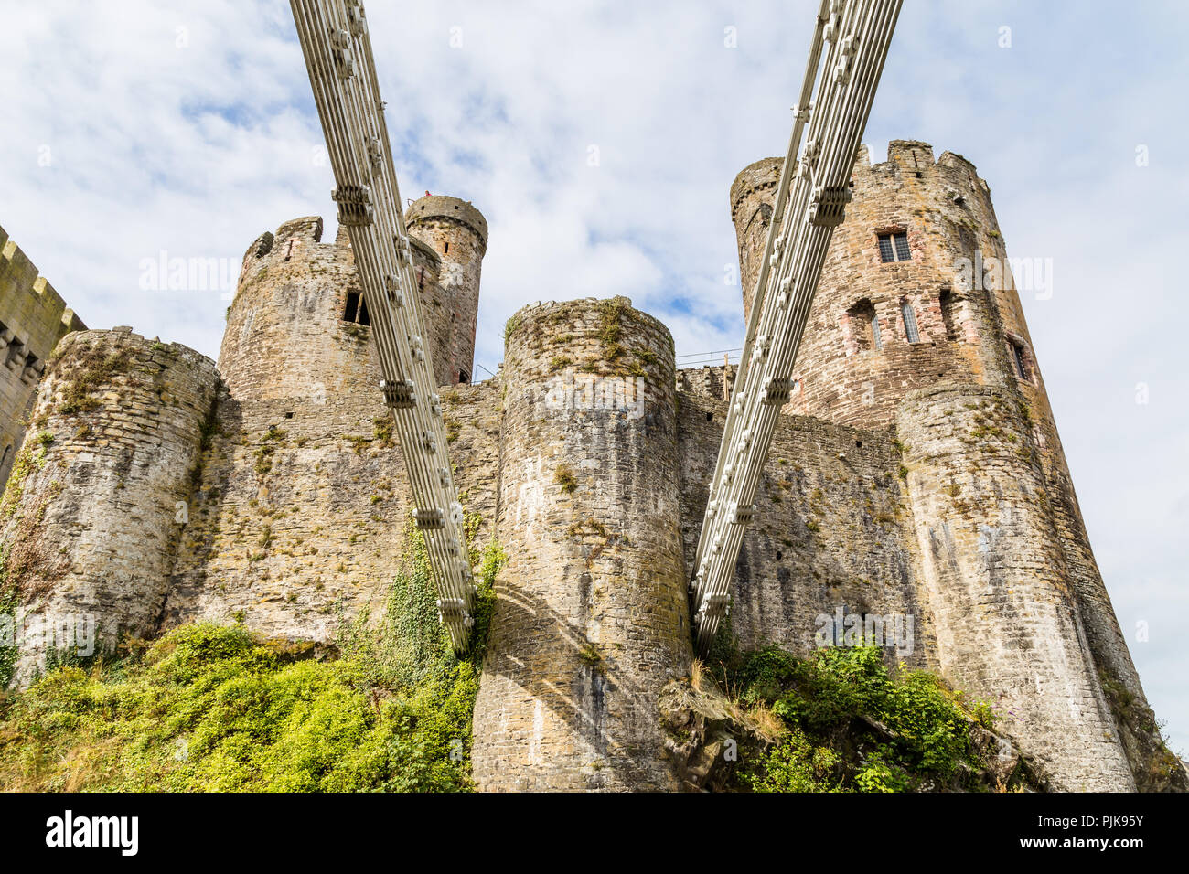 Conwy Castle and Conwy Suspension Bridge, Wales UK Stock Photo - Alamy