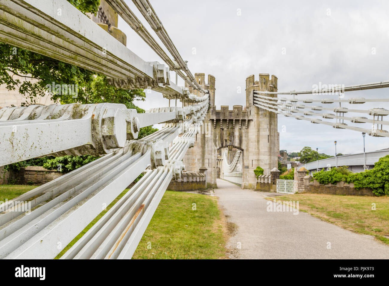Conwy Castle and Conwy Suspension Bridge, Wales UK Stock Photo - Alamy