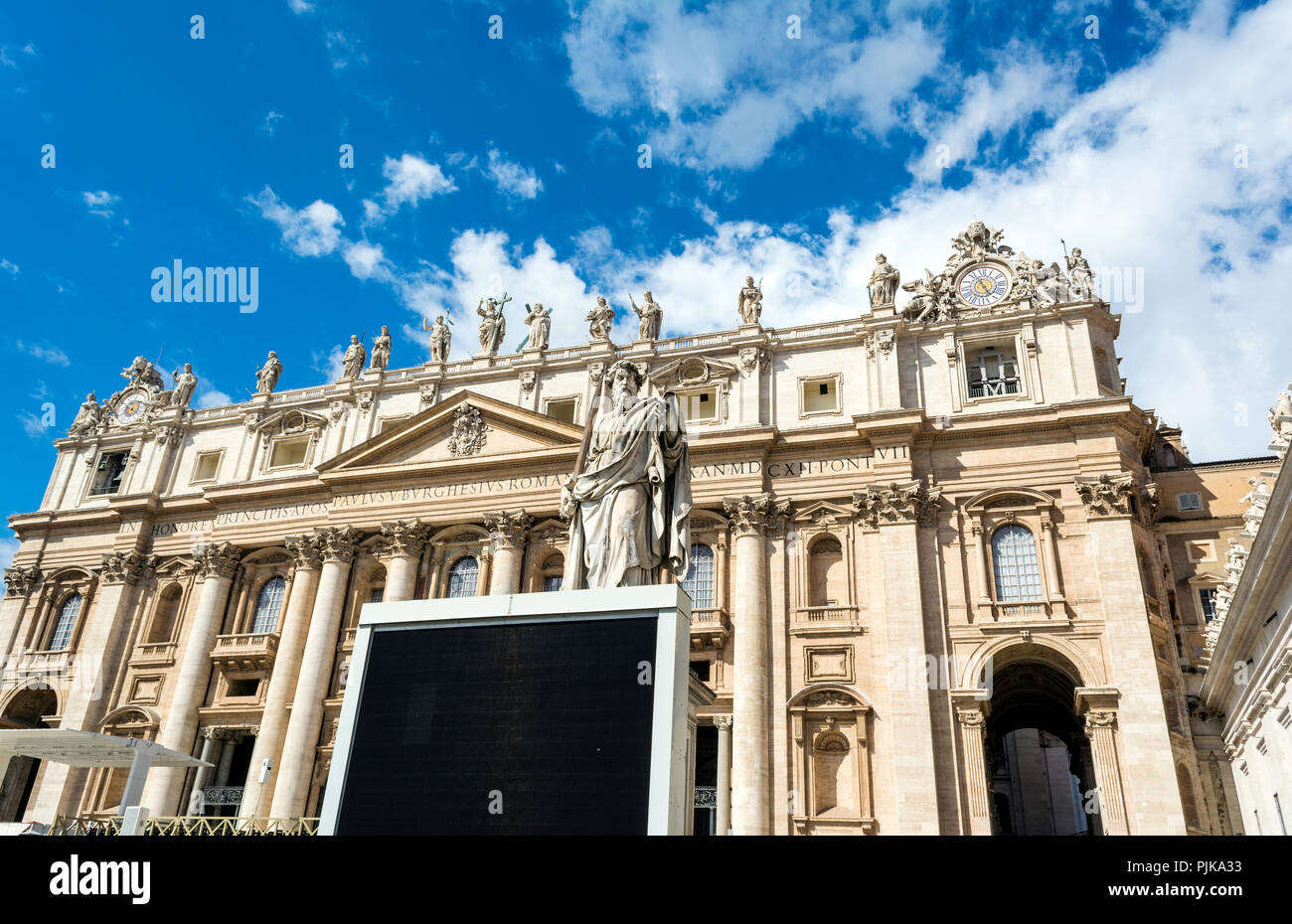 Statue of St. Paul with sword in front of St. Peter's Basilica in ...
