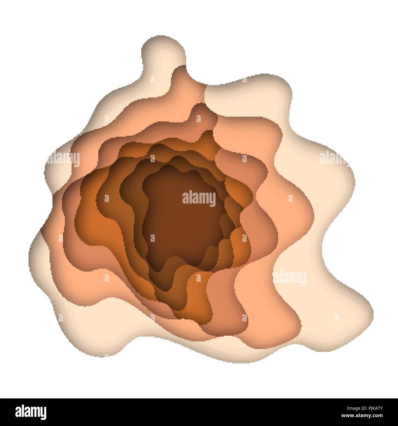 Abstract brown background with paper curved relief layers. Vector ...