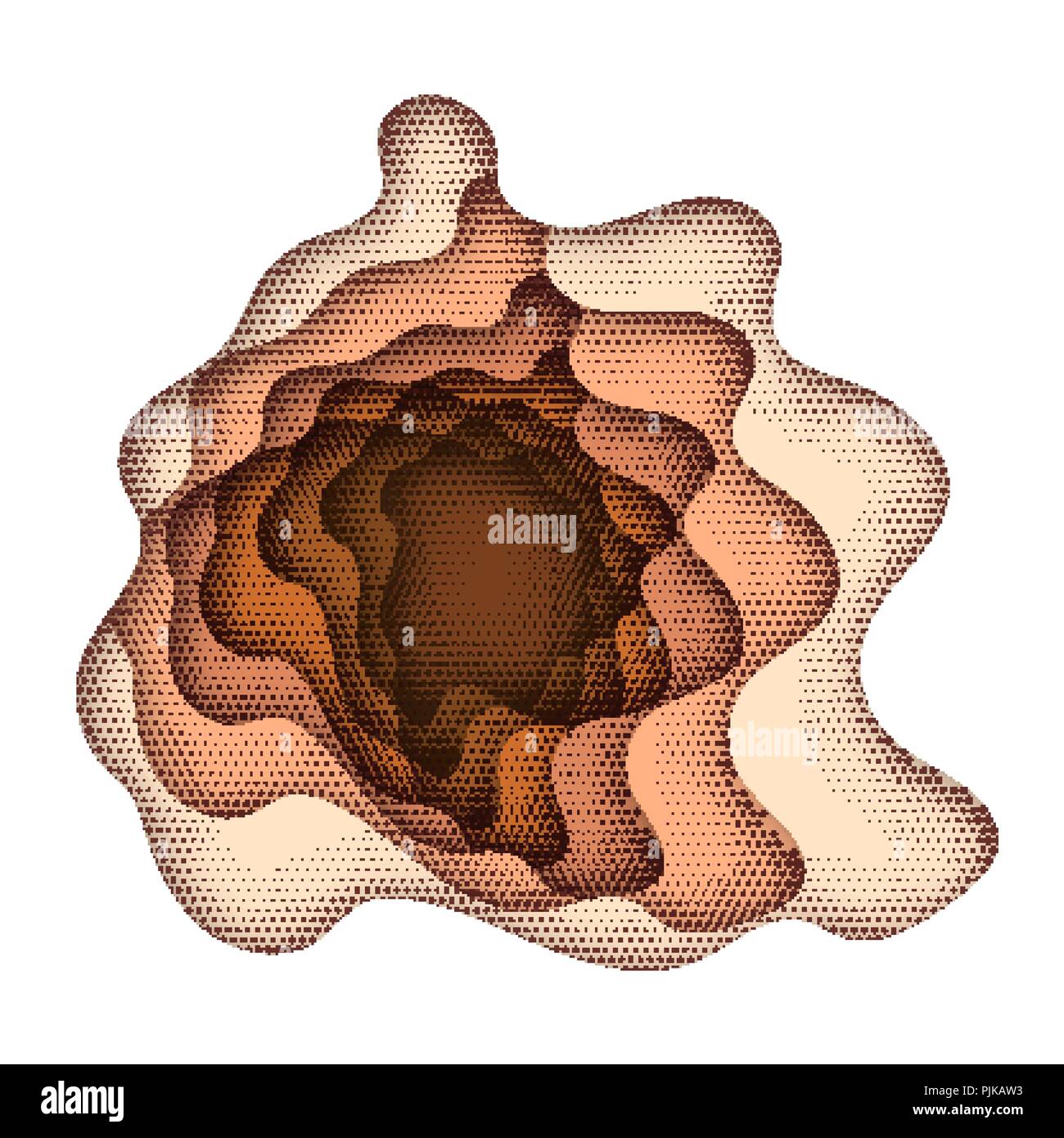 Abstract brown background with paper curved relief layers. Vector ...