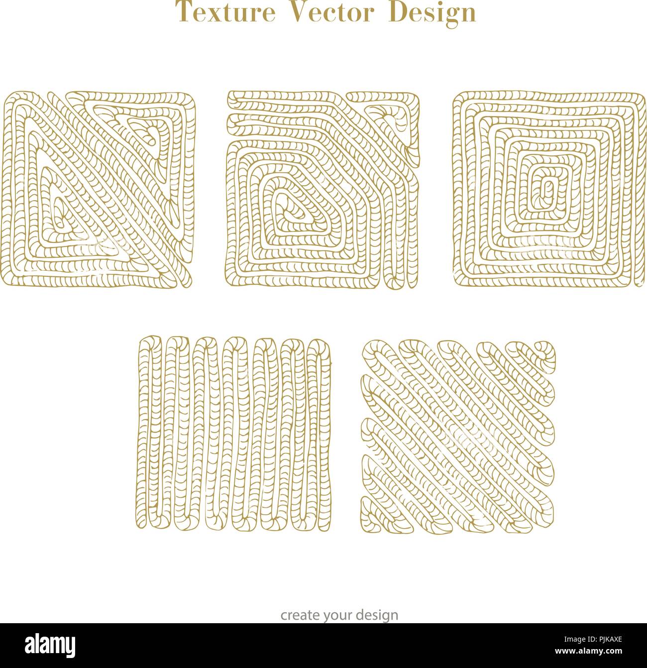 rope square gold color. Set of vector blank frames Vector brush style ...