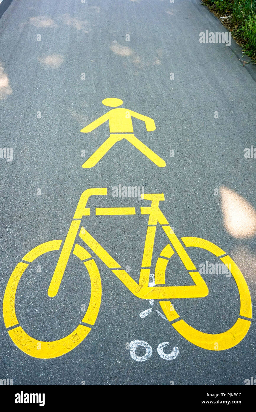 grey concrete with direction instructions for safety Stock Photo - Alamy