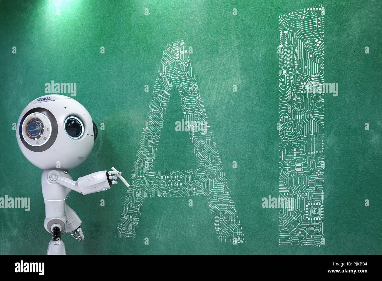 3d rendering cute artificial intelligence robot with cartoon character ...