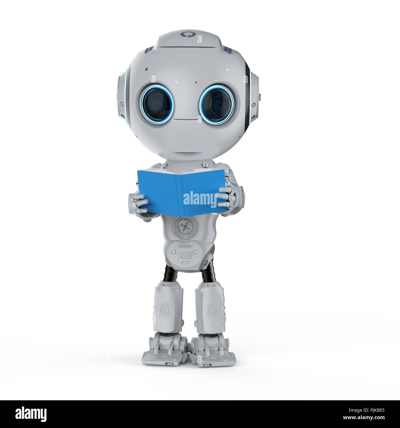 Machine learning concept with 3d rendering cute artificial intelligence ...