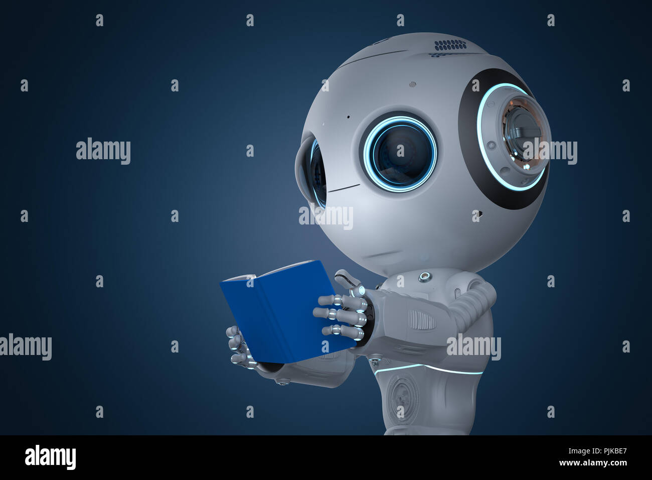 Machine learning concept with 3d rendering cute artificial intelligence ...