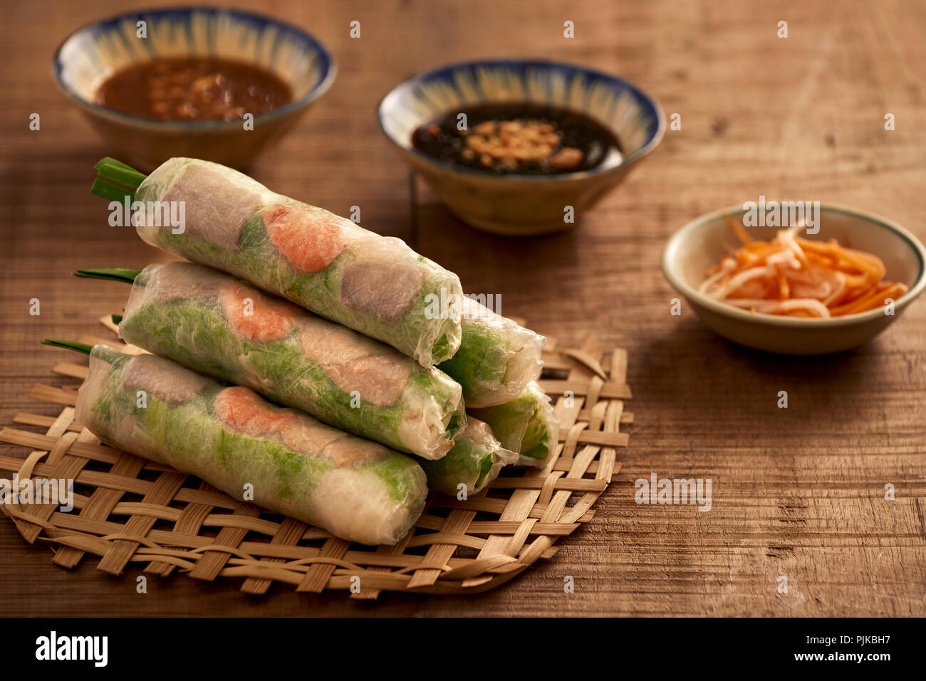 Vietnamese spring rolls - rice paper, lettuce, salad, vermicelli ...