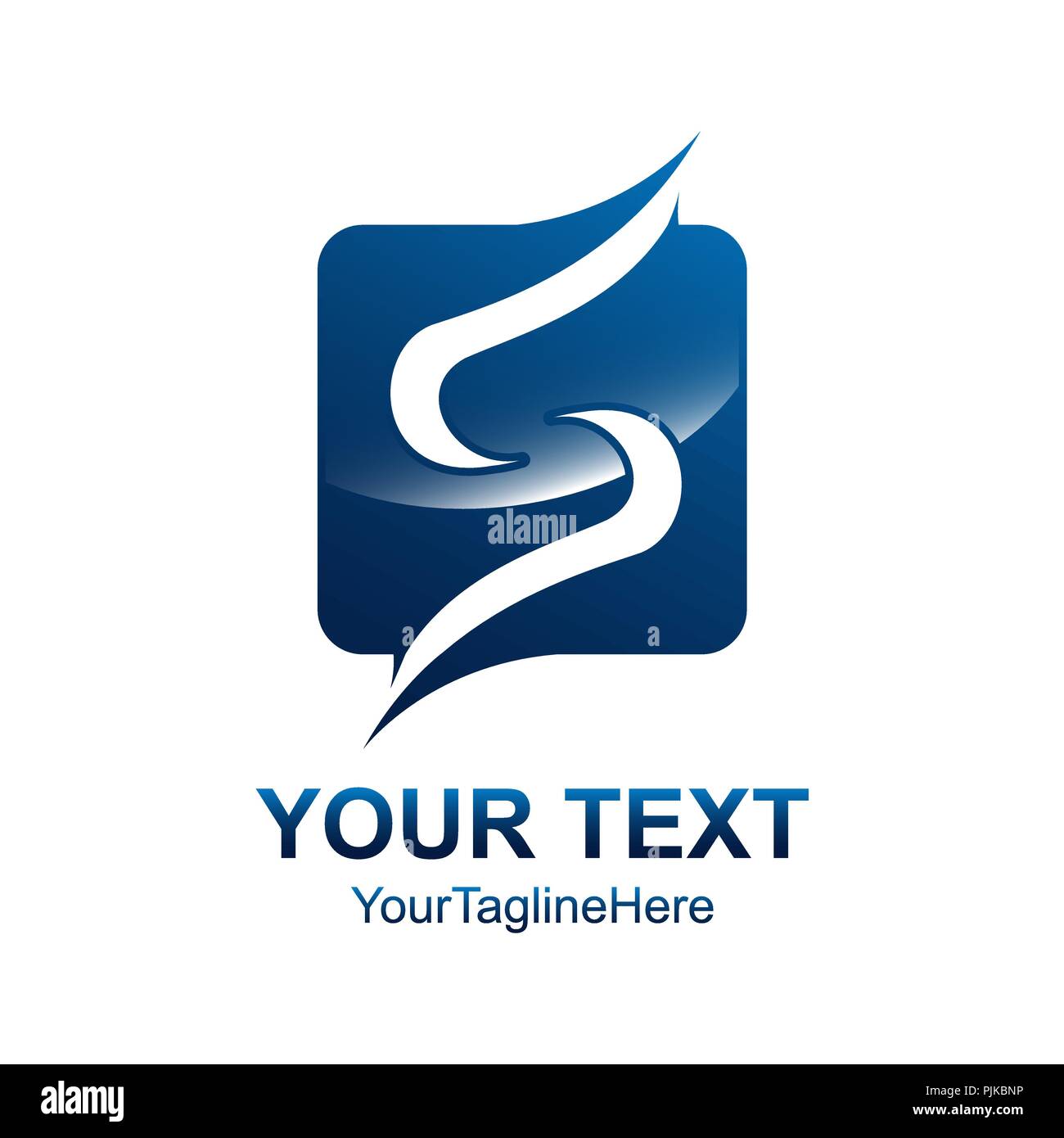 Letter S logo design template colored blue square wave swoosh design ...