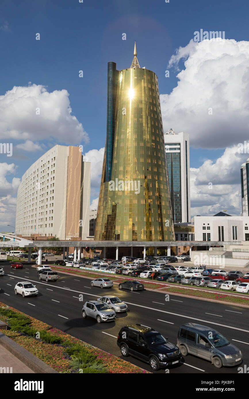 Astana, Kazakhstan, August 2 2018: The construction of glass and ...