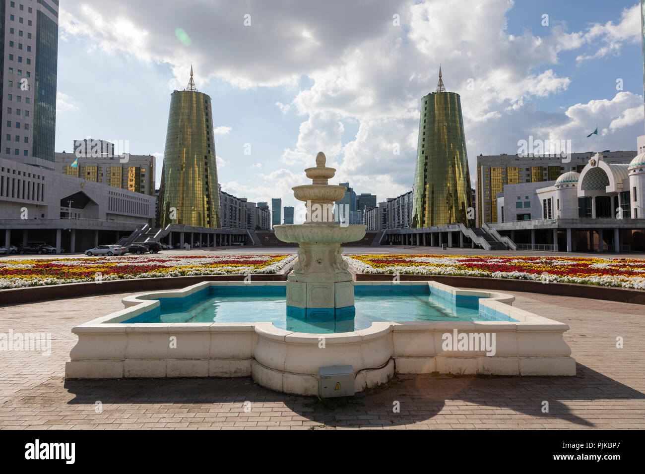 Astana, Kazakhstan, August 2 2018: The construction of glass and ...