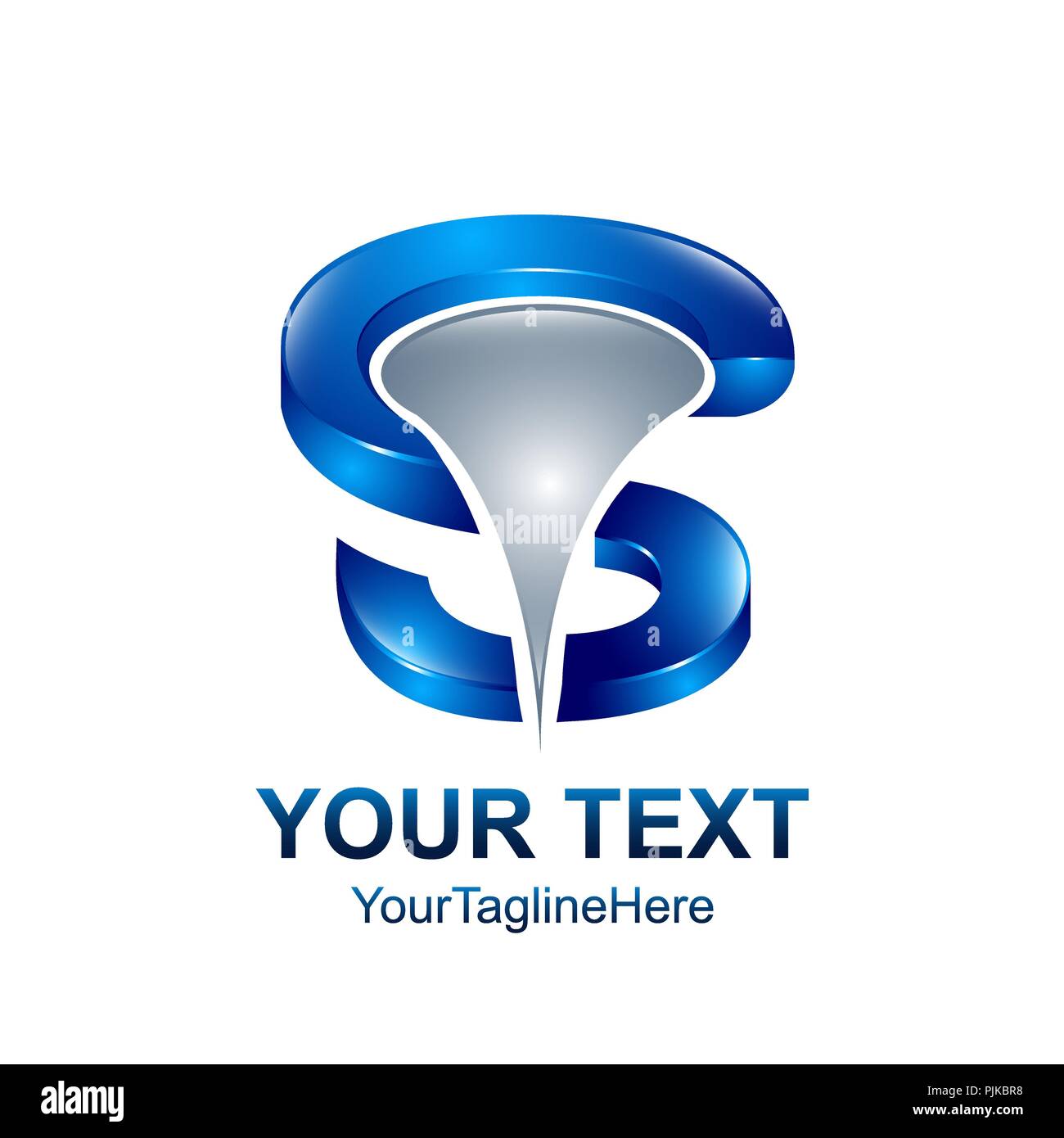 Letter S logo design template colored silver blue droops design for ...