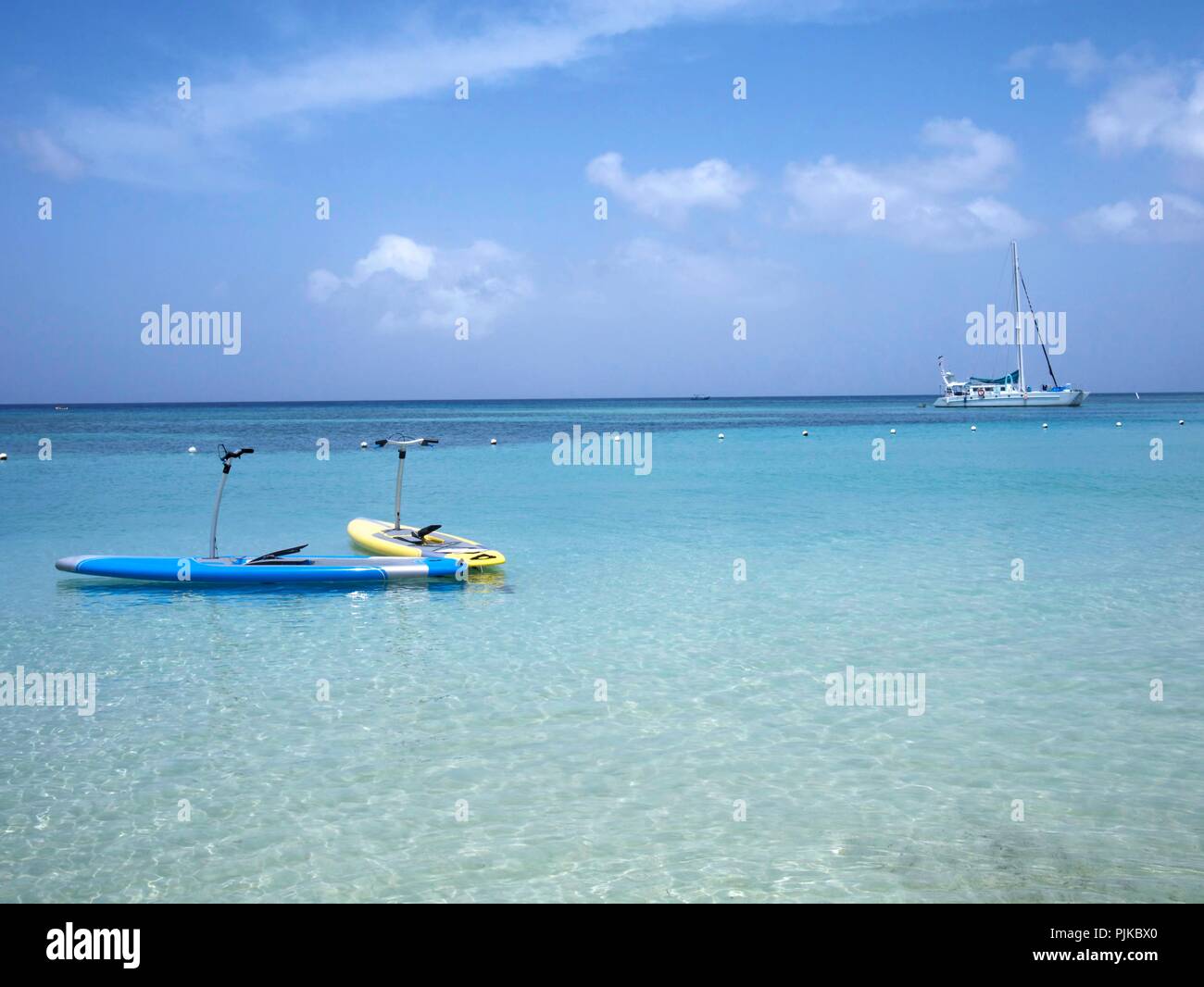 West Bay Beach Turquoise Clear and Calm Water with Fishing Boat and ...