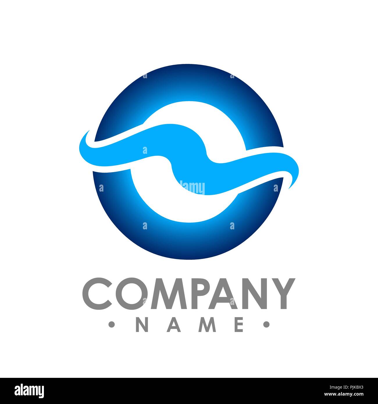 Abstract wave symbol logo with circle in the background design ...