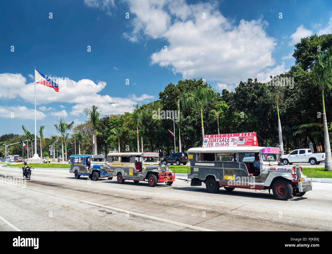 jeepney bus local transport traffic in downtown manila city street in ...