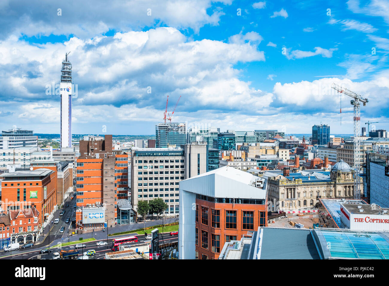 View over central Birmingham showing the ongoing redevelopment of the ...