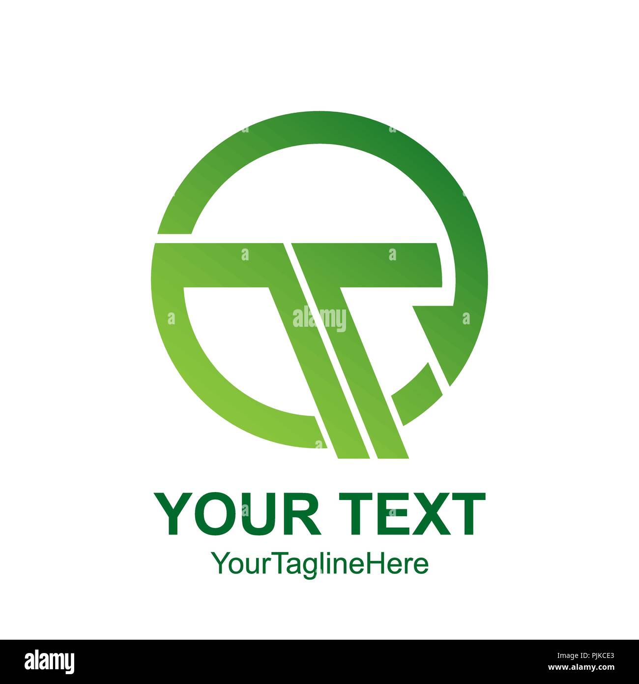 Initial letter T logo template colored green circle design for business ...