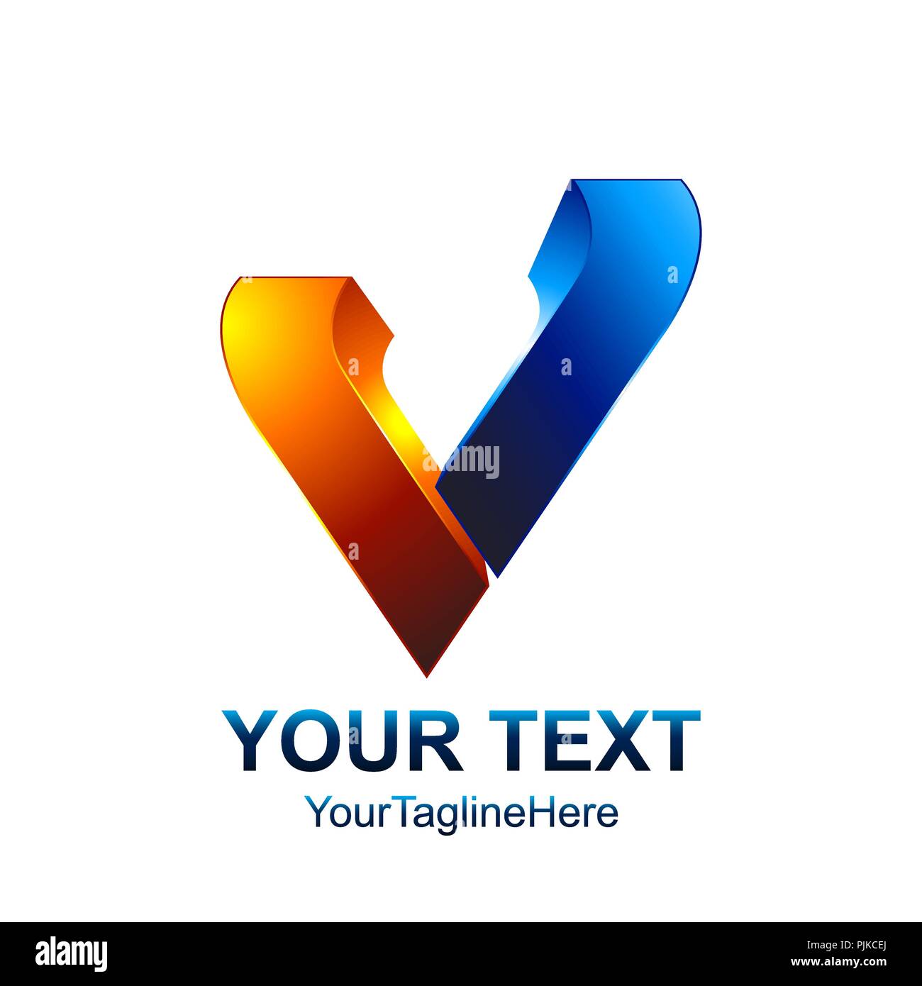 Initial letter V logo template colored orange blue design for business ...