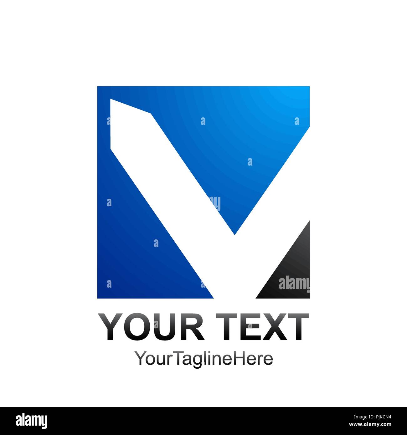 Initial letter V logo template colored blue grey square design for ...