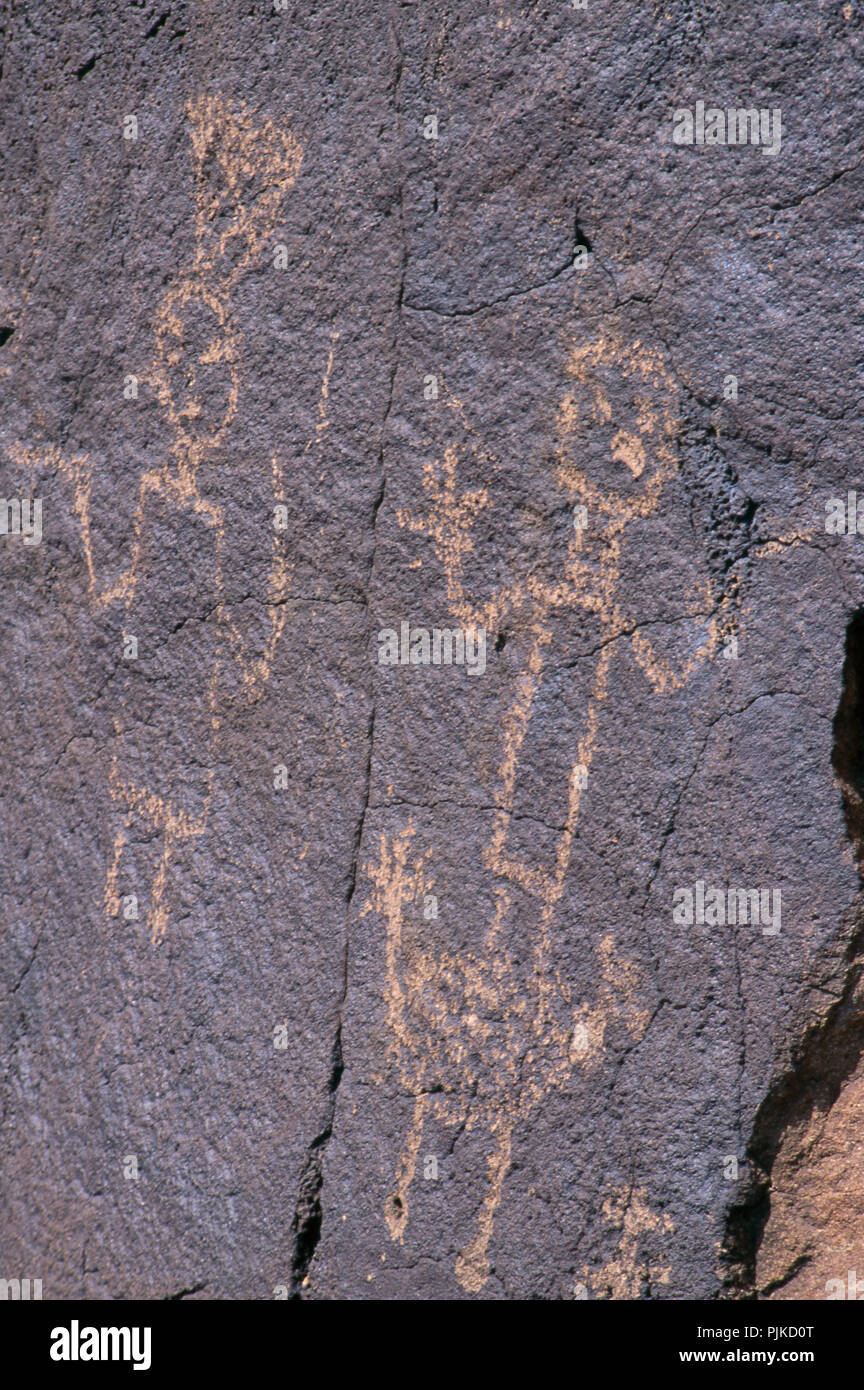 Petroglyphs on basalt, Petroglyph National Monument, Albuquerque, New ...