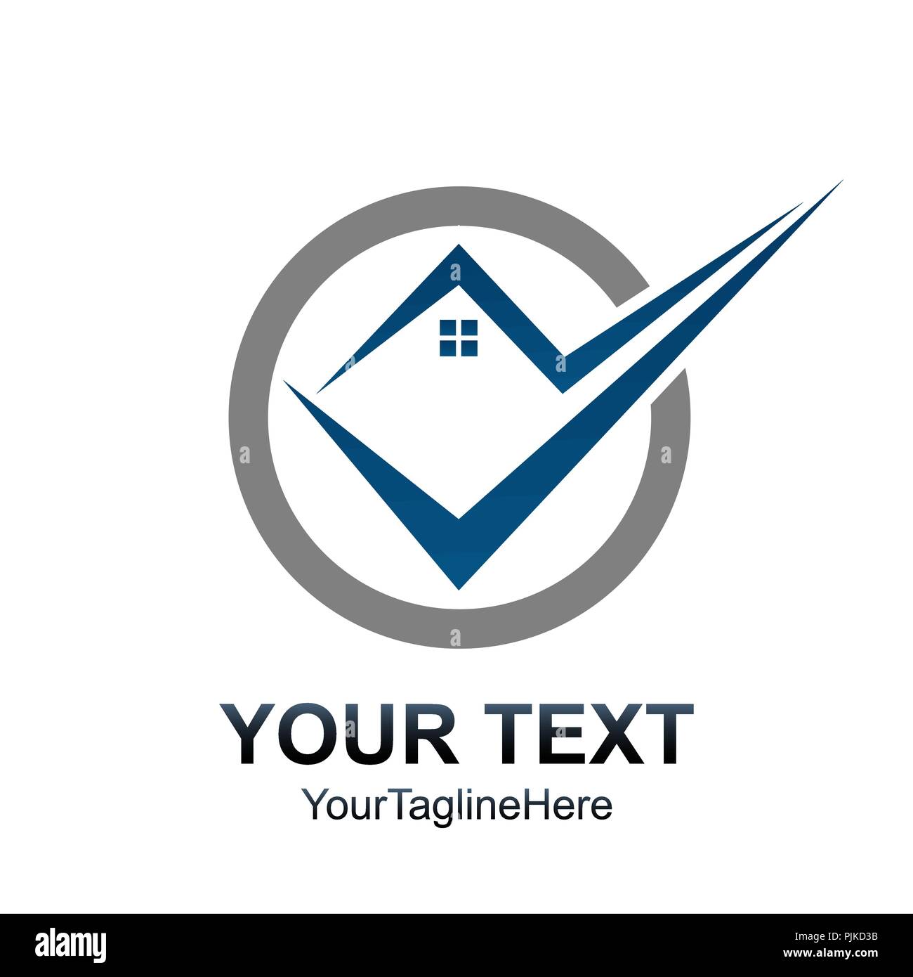 Circle check home logo template. Real Estate element design Stock ...