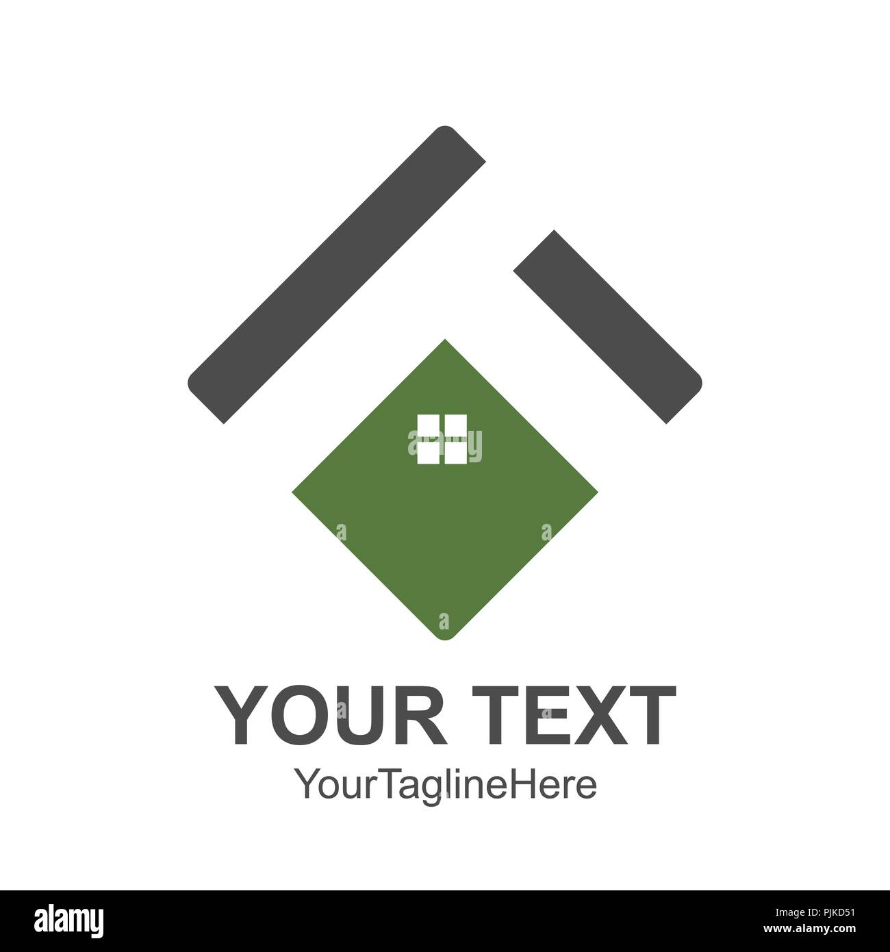 Square House roof and home logo vector element colored green grey ...