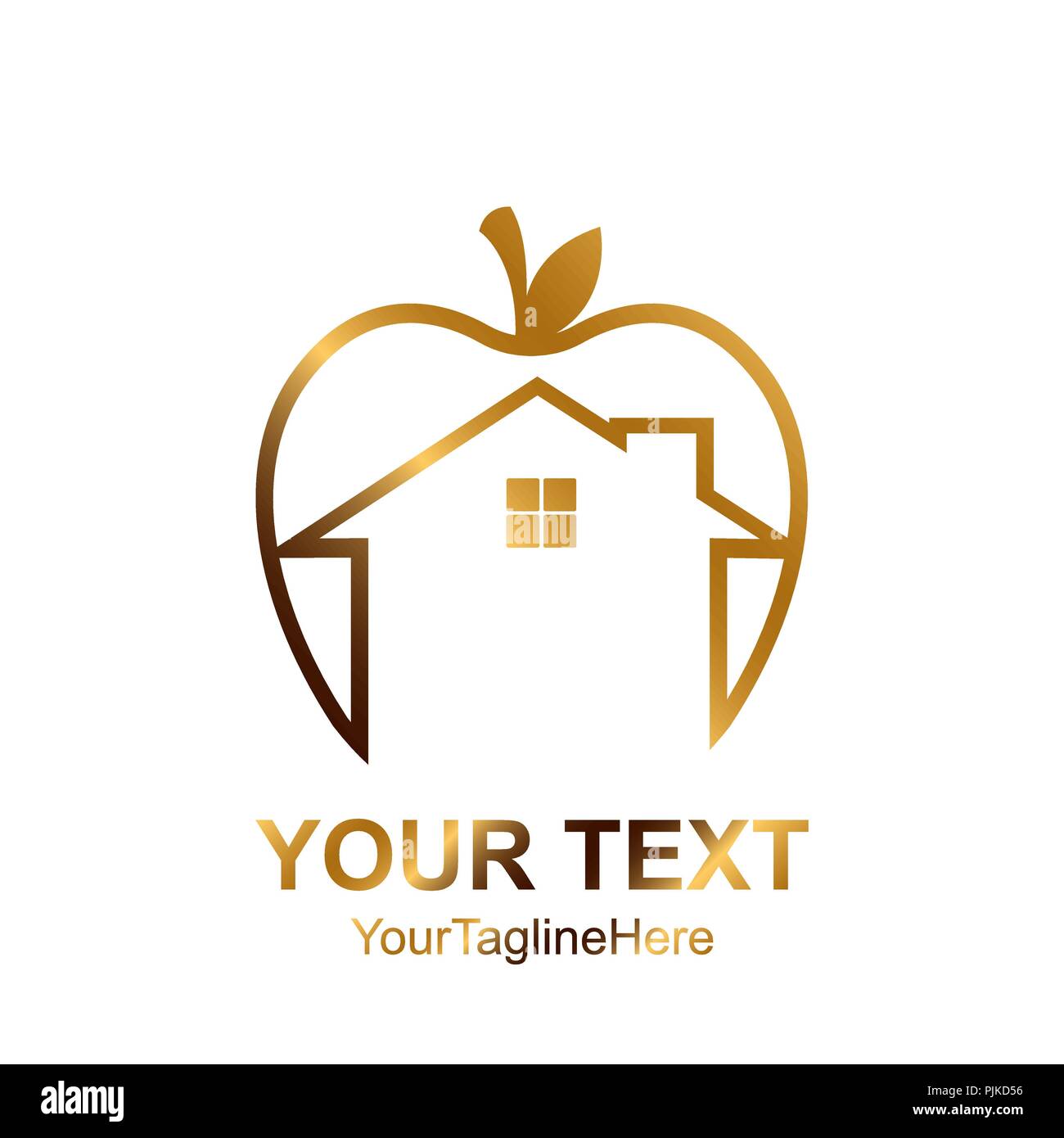 Gold apple house for the architectural development company logo Stock ...