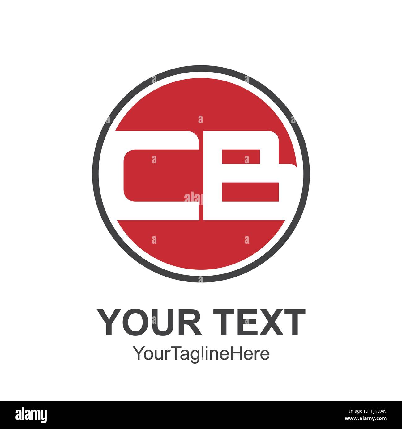 Initial letter CB logo design template element colored grey red circle ...