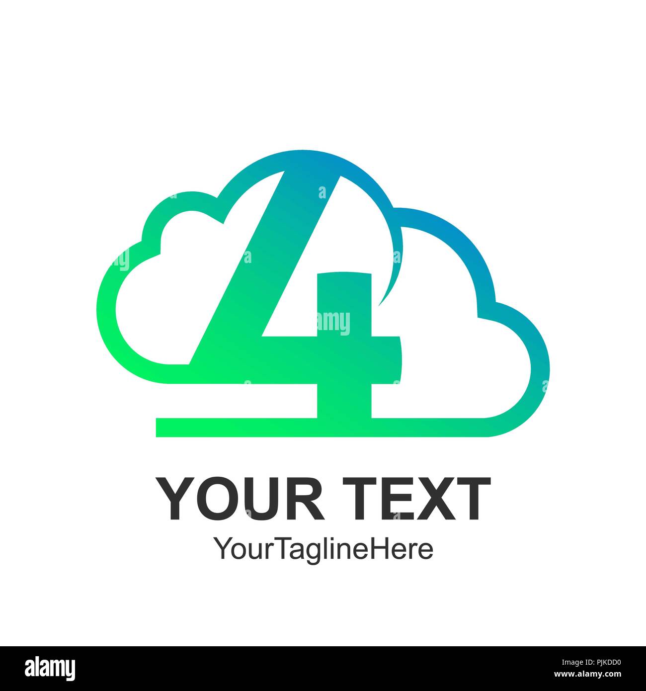 Creative abstract number four cloud vector logo design template element ...