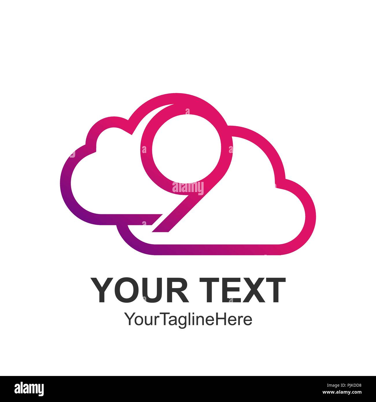 Creative abstract number nine cloud vector logo design template element ...