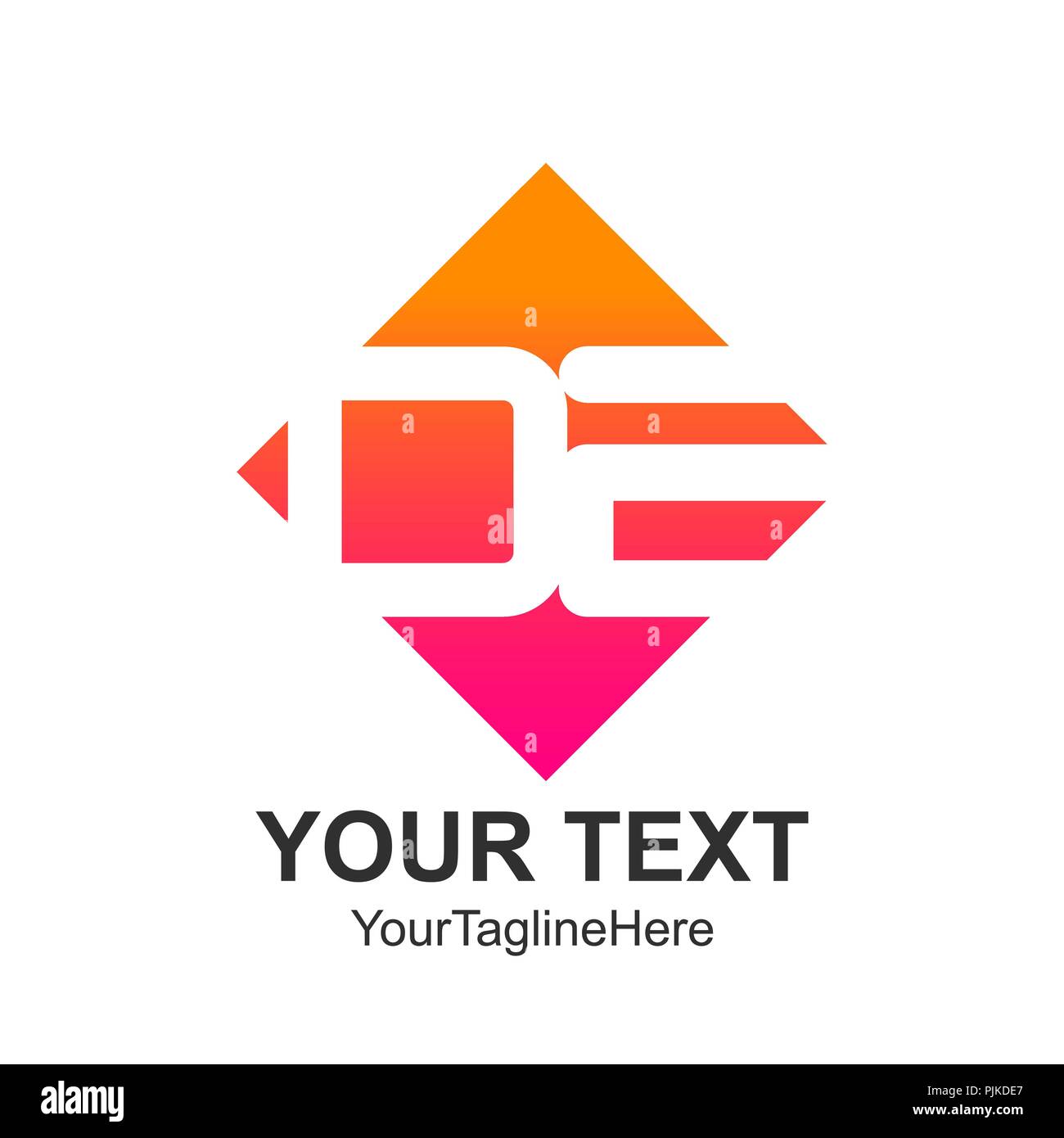 Initial letter DE logo design template element colorful square for ...