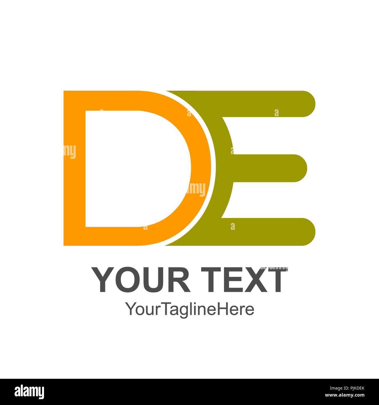 Initial letter DE logo design template element colored yellow green for ...