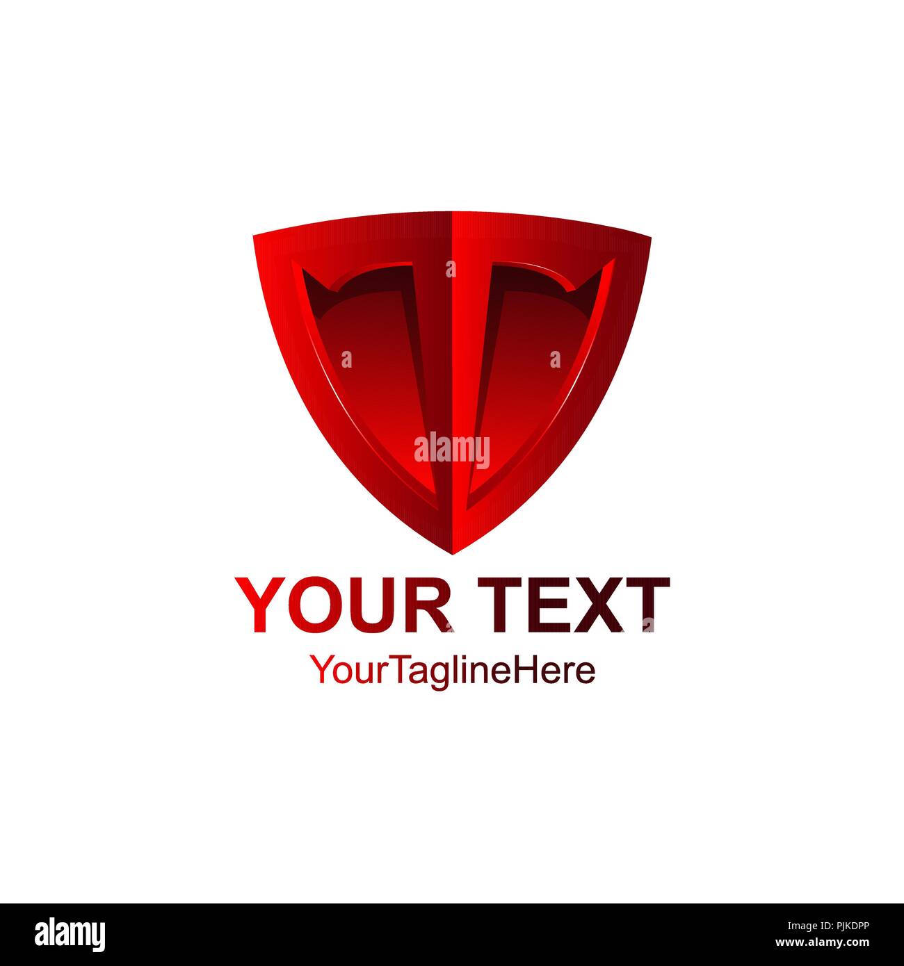 Red shield shape icon. 3D emblem sign isolated on white background ...