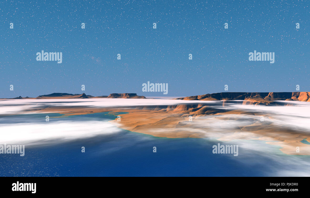 Fantasy alien planet. Above the clouds. 3D illustration Stock Photo - Alamy