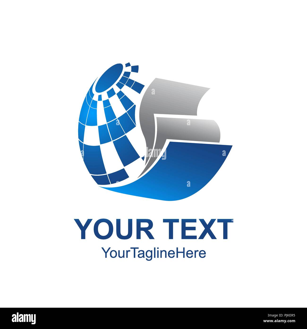 Creative abstract globe and rolls of paper vector logo design template ...